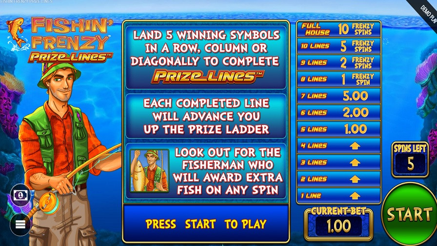 Fishin’ Frenzy Prize Lines | Play At Foxy Bingo