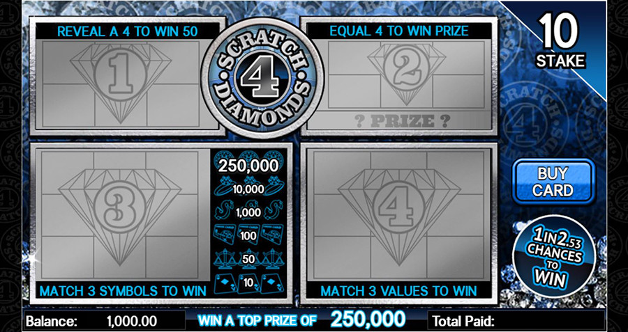 Scratch 4 Diamonds Game | Play At Foxy Bingo